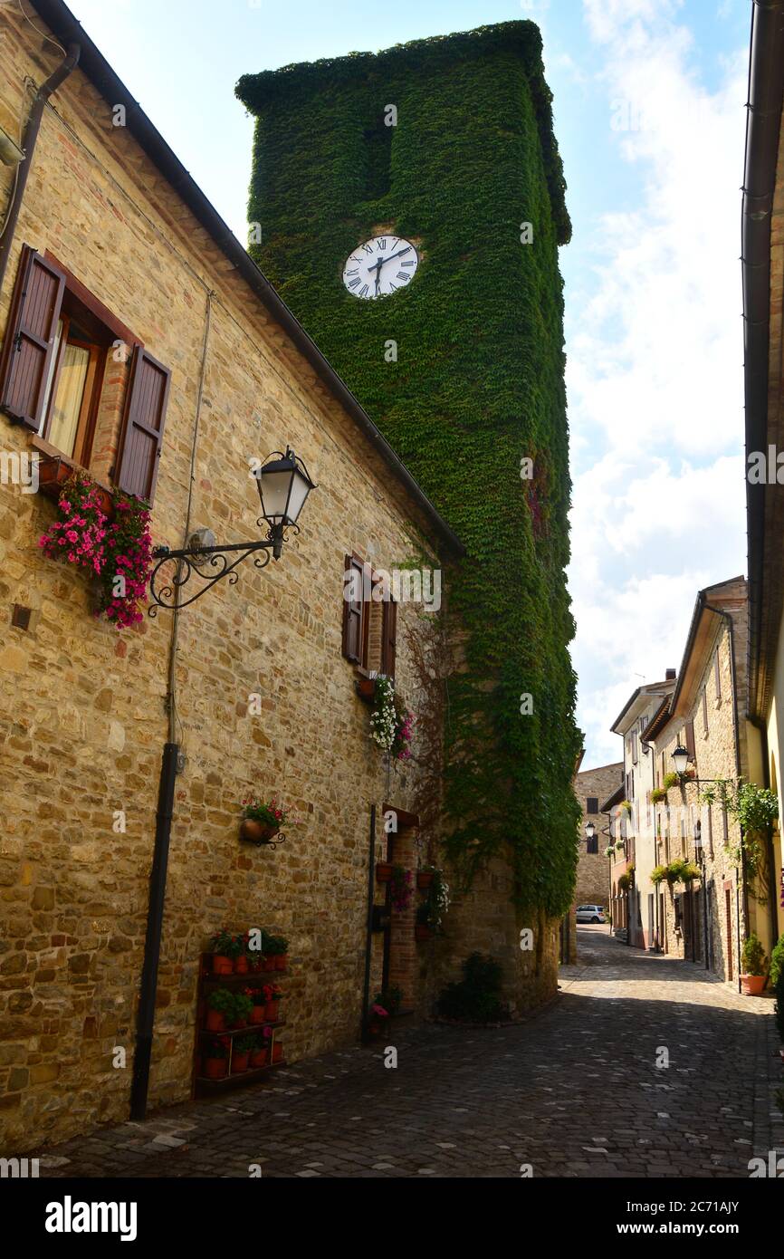 Frontino,Pesaro e Urbino,Marche,Italy.The main street of the village ...
