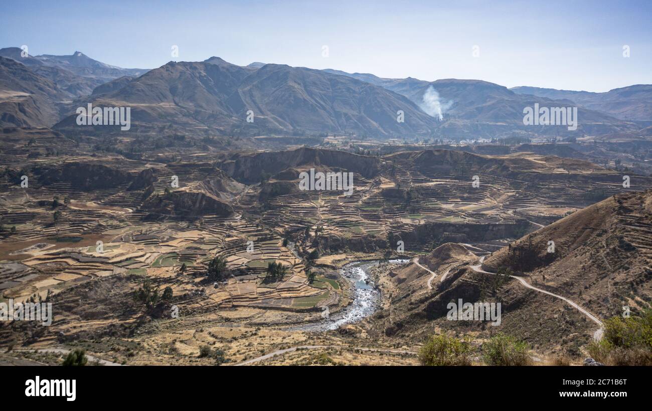Colca Canyon, Peru, South America. The Incas built farming terraces ...