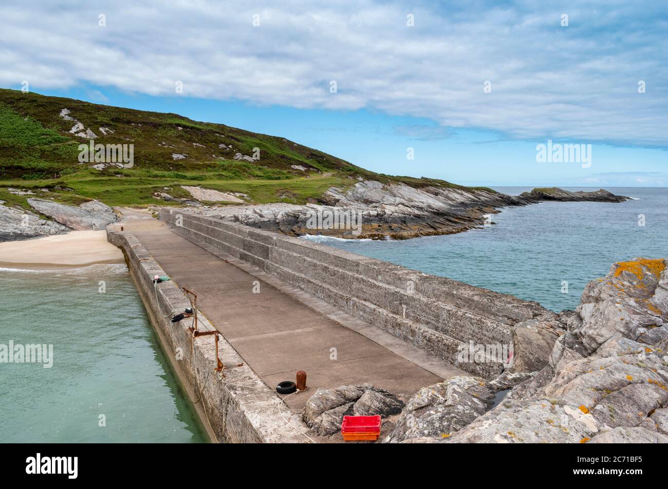 TALMINE AND TALMINE BAY SUTHERLAND SCOTLAND IN SUMMER THE JETTY A SMALL ...