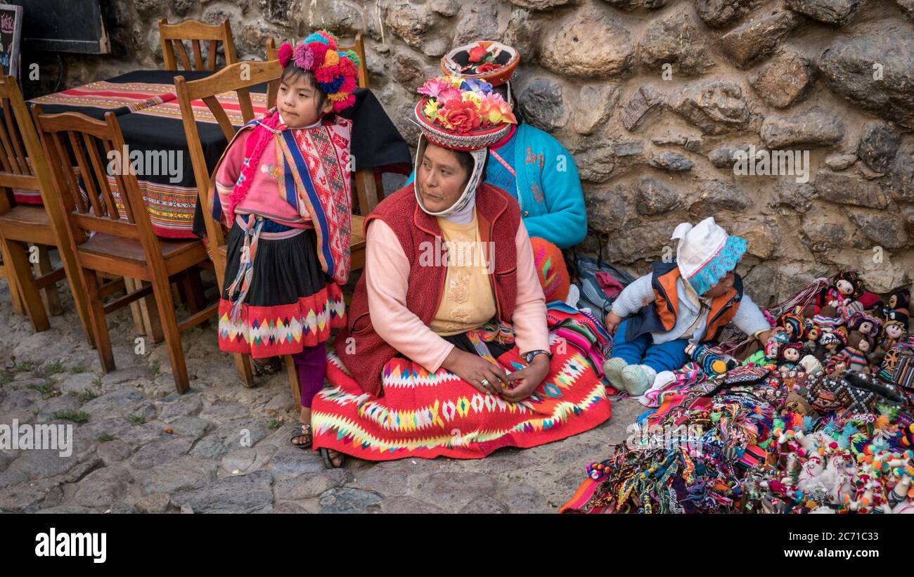 Ollantaytambo, Peru - August 2017: Portrait of an unidentified Peruvian ...