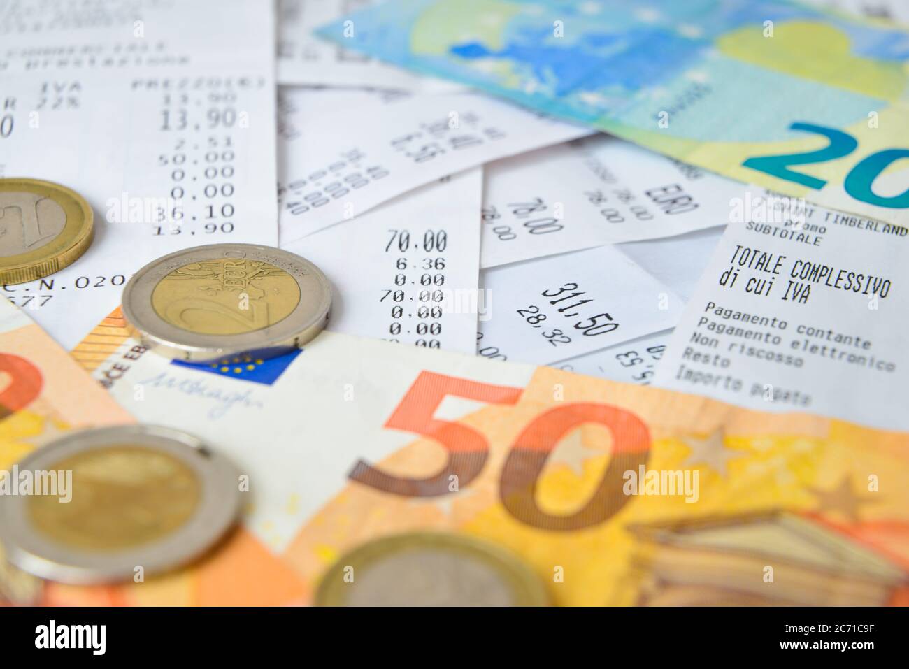 Money and receipts, ordinary living expenses Stock Photo - Alamy