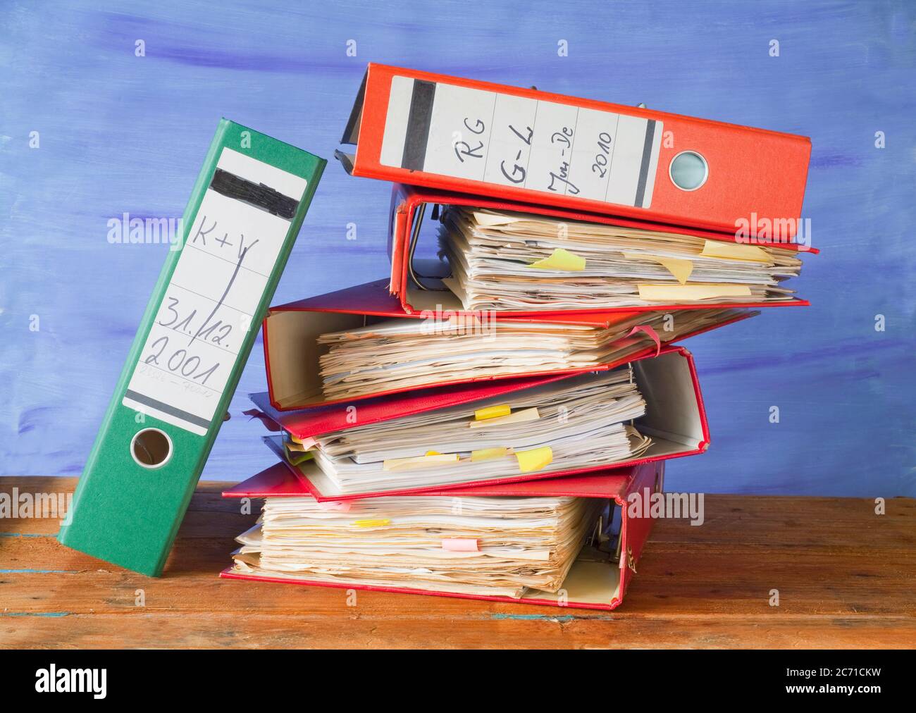 messy file folders and documents, bureaucracy and red tape concept ...