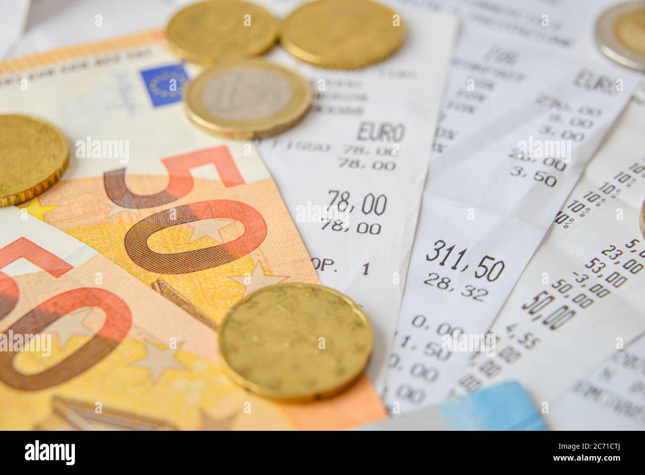 Money and receipts, ordinary living expenses Stock Photo - Alamy