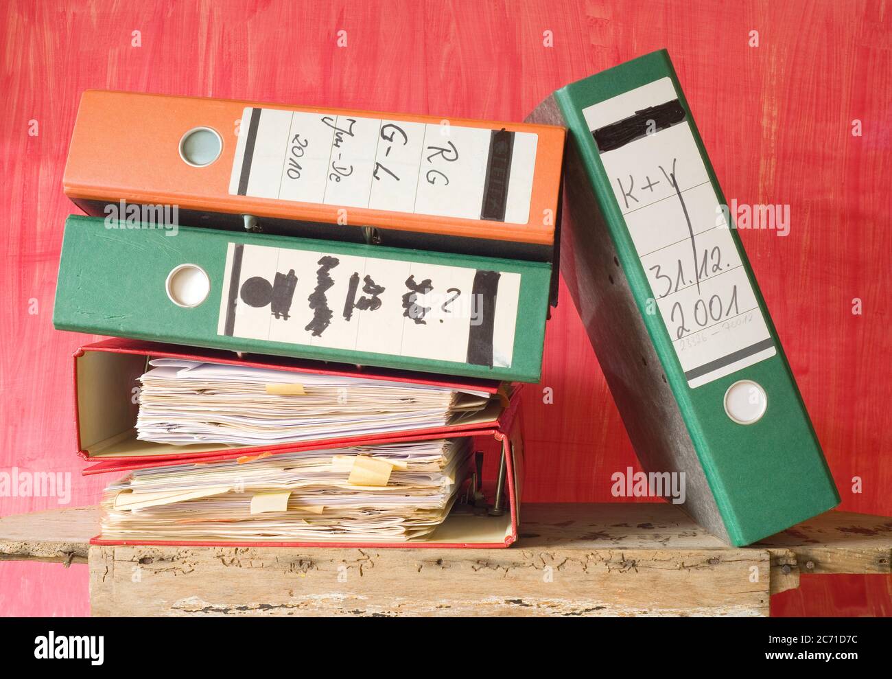 messy file folders and documents, bureaucracy and red tape concept ...