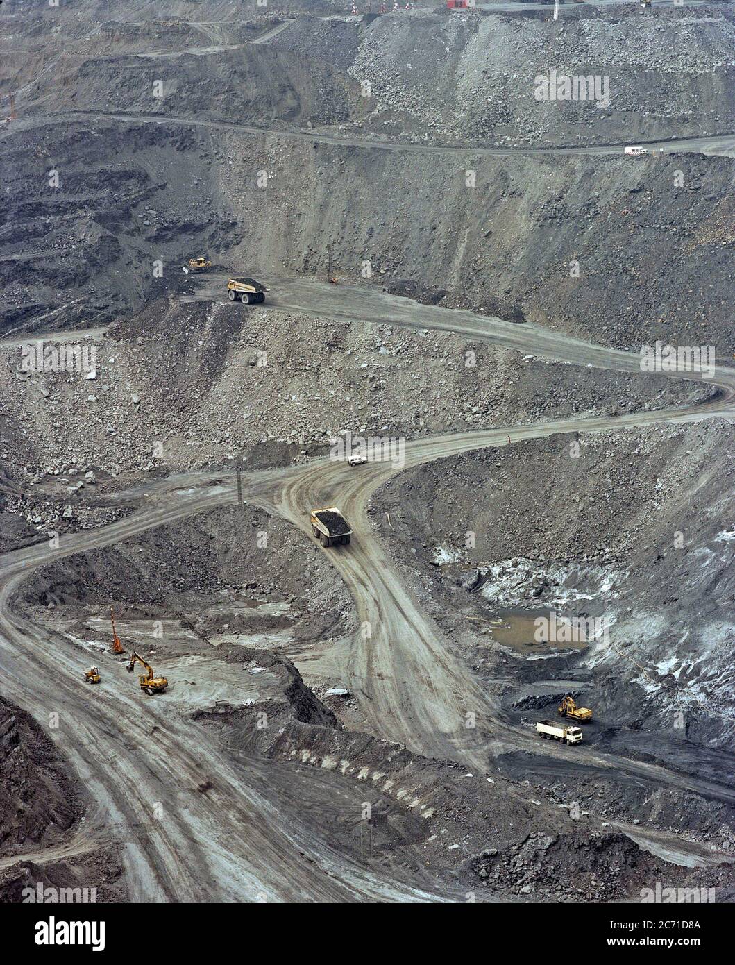 Opencast mining at a site in South Wales, UK in 1996 ,at Ffos Las, now ...