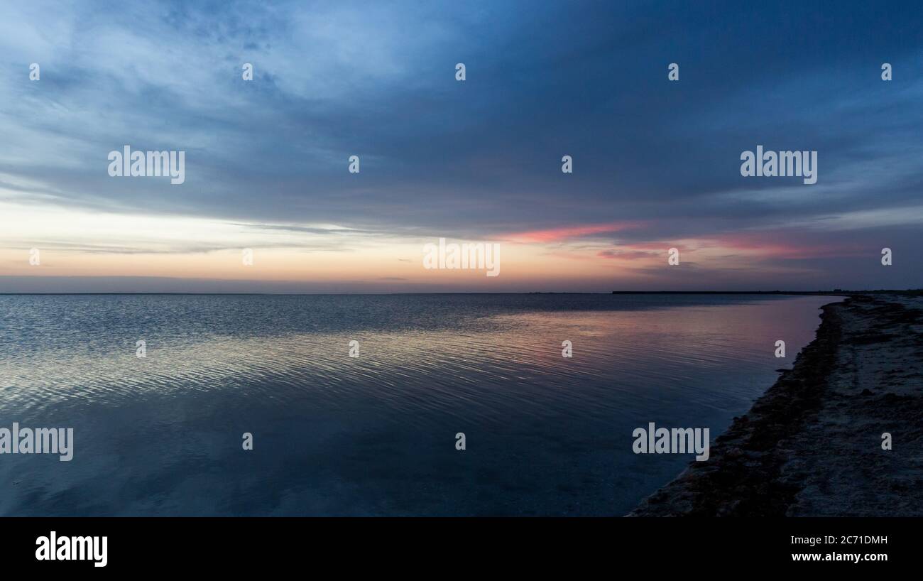 night scene on sea. Landscape after sunset over seashore Stock Photo ...