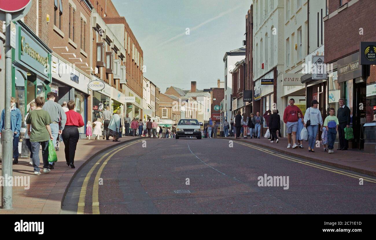 Shoppers in Macclesfield Town Centre, Cheshire, North West England, in ...