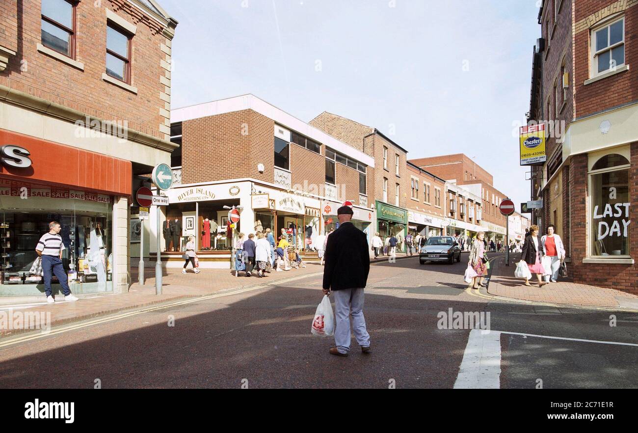 Shoppers in Macclesfield Town Centre, Cheshire, North West England, in ...