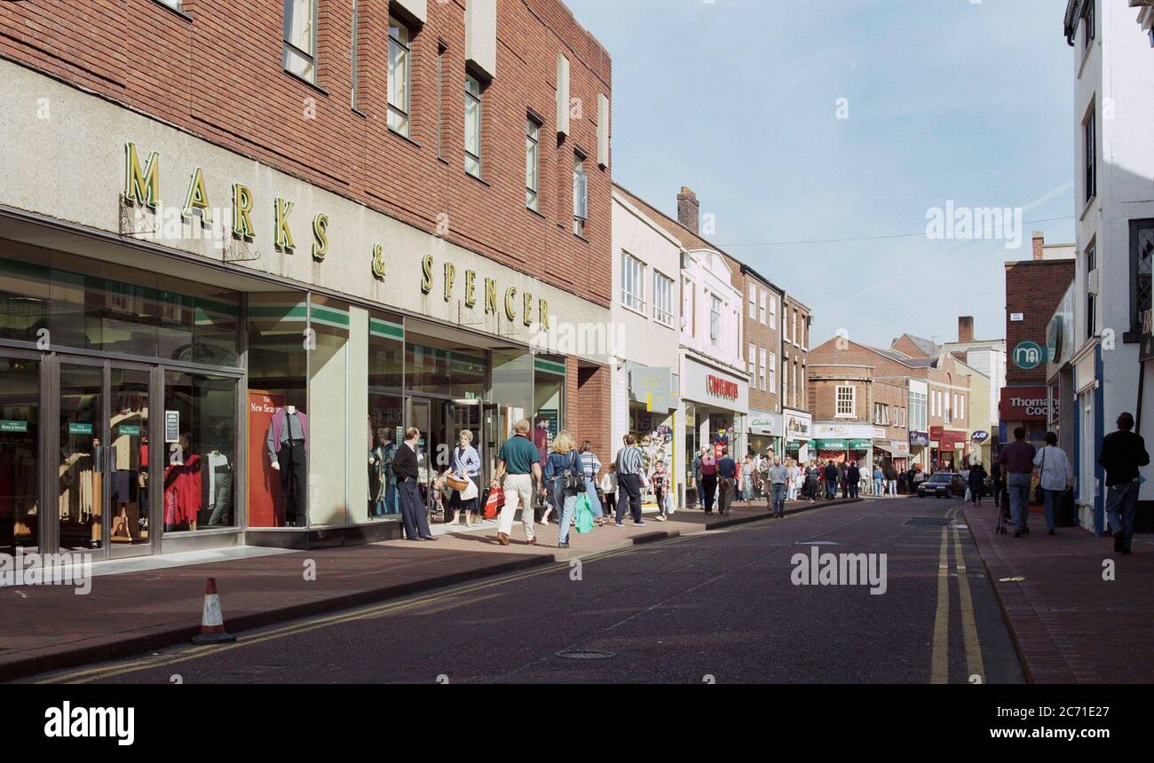 Shoppers in Macclesfield Town Centre, Cheshire, North West England, in ...