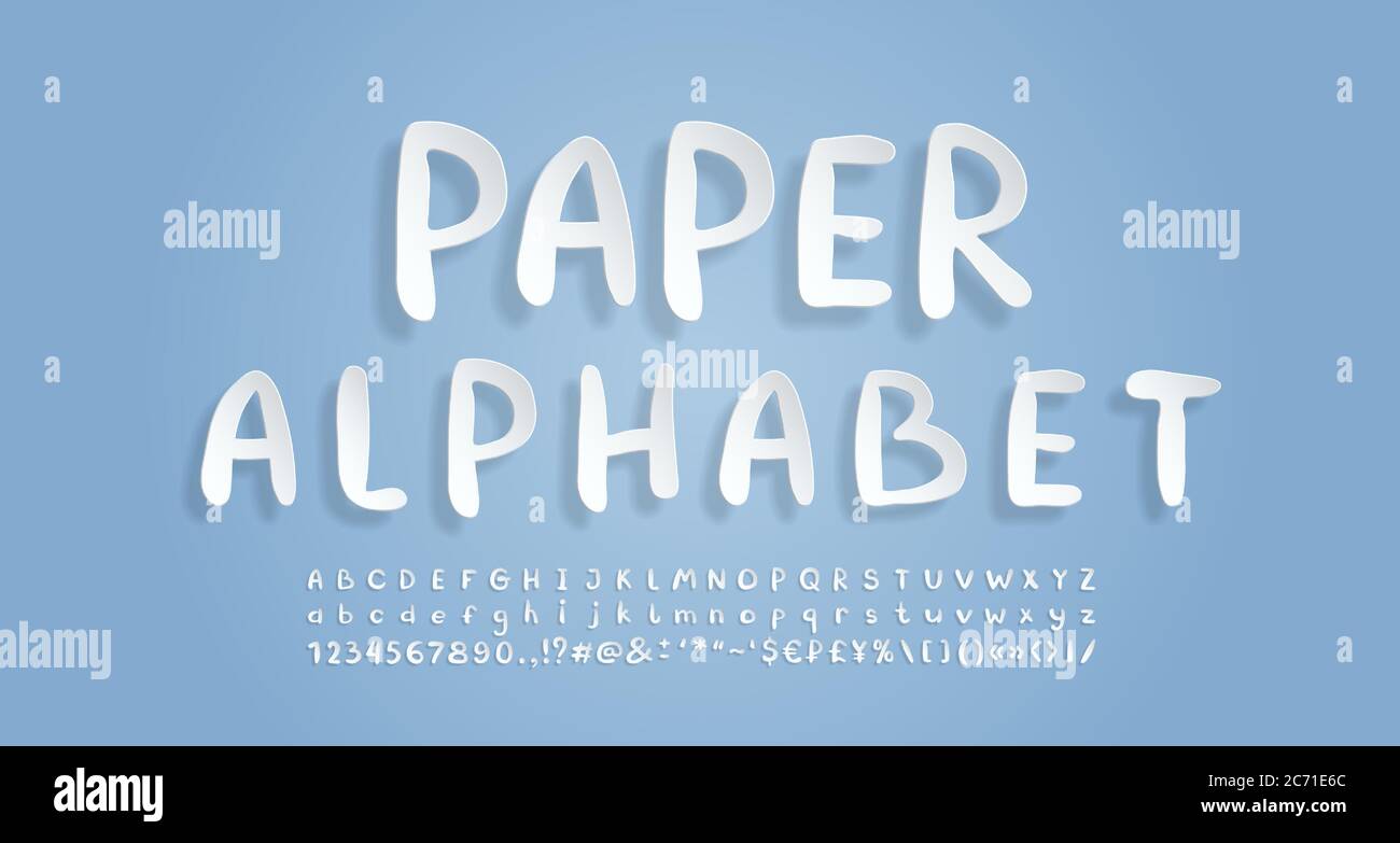 White paper alphabet. Flying 3D font, realistic paper cut out style ...
