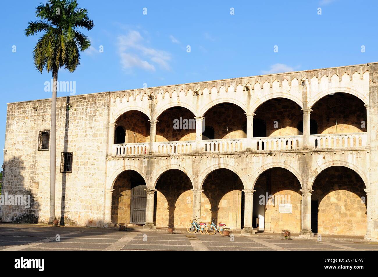 The view on the facade of the Alcazar de Colon Palace in Santo Domingo ...