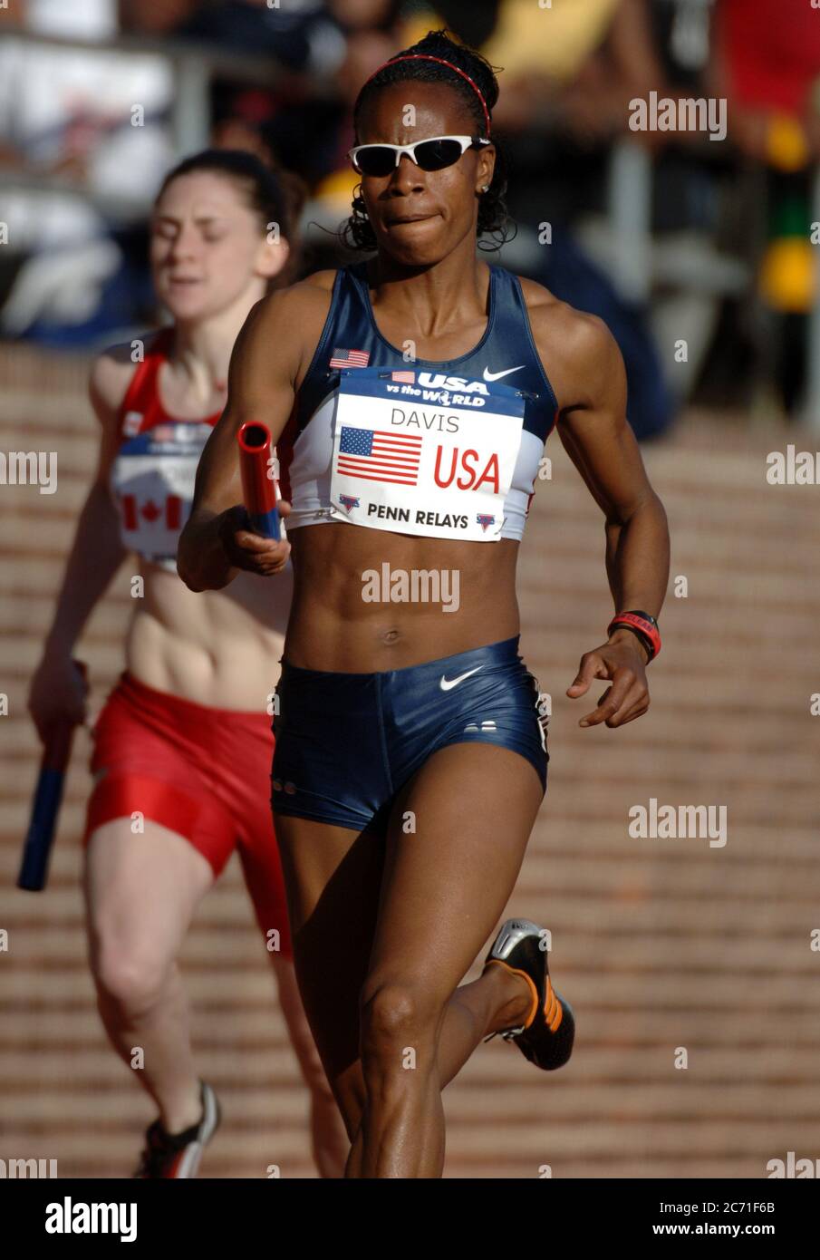 Philadelphia, United States. 29th Apr, 2006. Kia Davis runs the opening ...