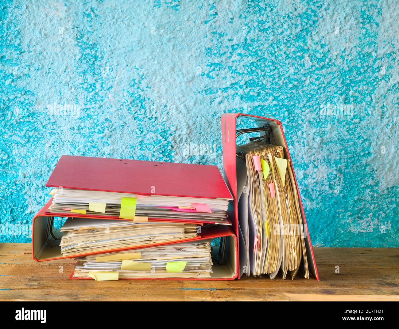 messy file folders and documents, bureaucracy and red tape concept ...