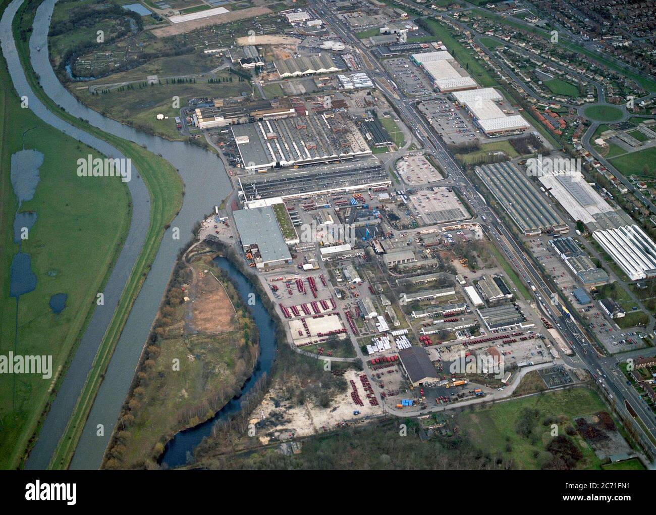 An aerial view of the now demolished Case Tractor Factory, Doncaster ...