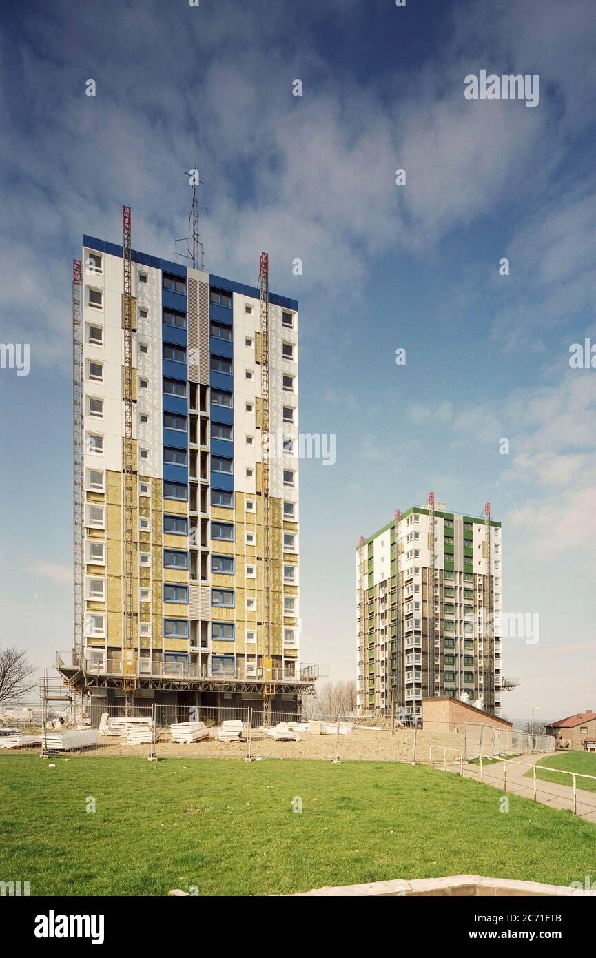 High rise flats being re-clad and re-furbished, Gleedless Valley ...