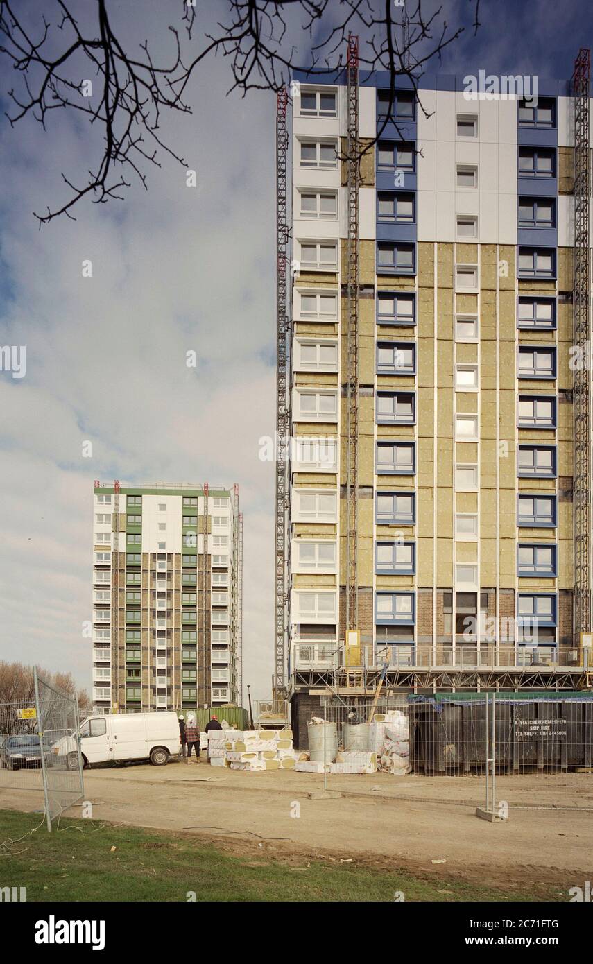 High rise flats being re-clad and re-furbished, Gleedless Valley ...