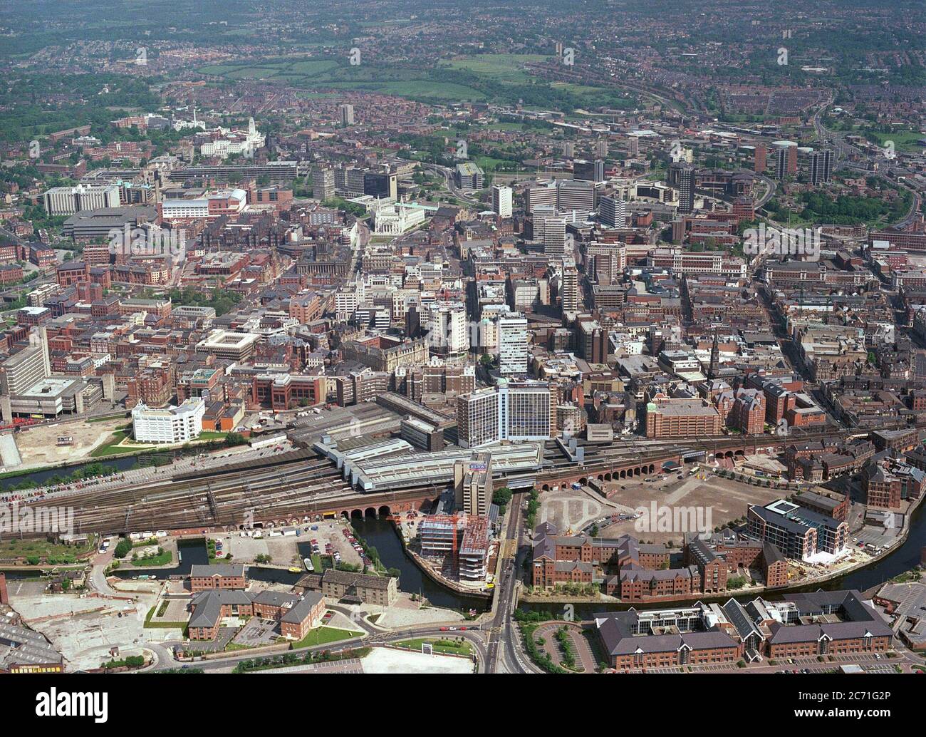 Classic aerial view of Leeds City centre from the south, taken in 1997 ...