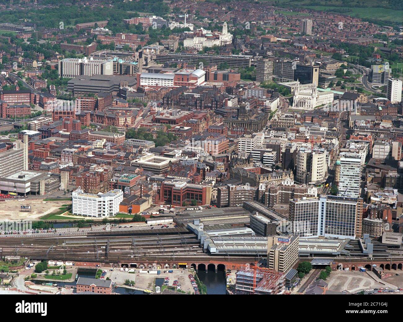 Classic aerial view of Leeds City centre from the south, taken in 1997 ...
