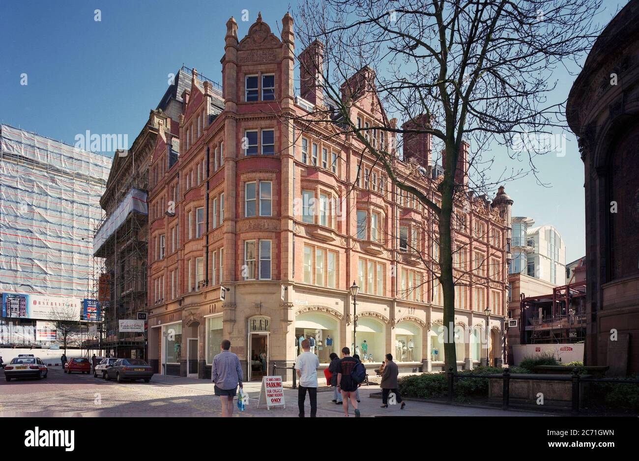 1997, Street scene Manchester City Centre, north west England, UK Stock ...