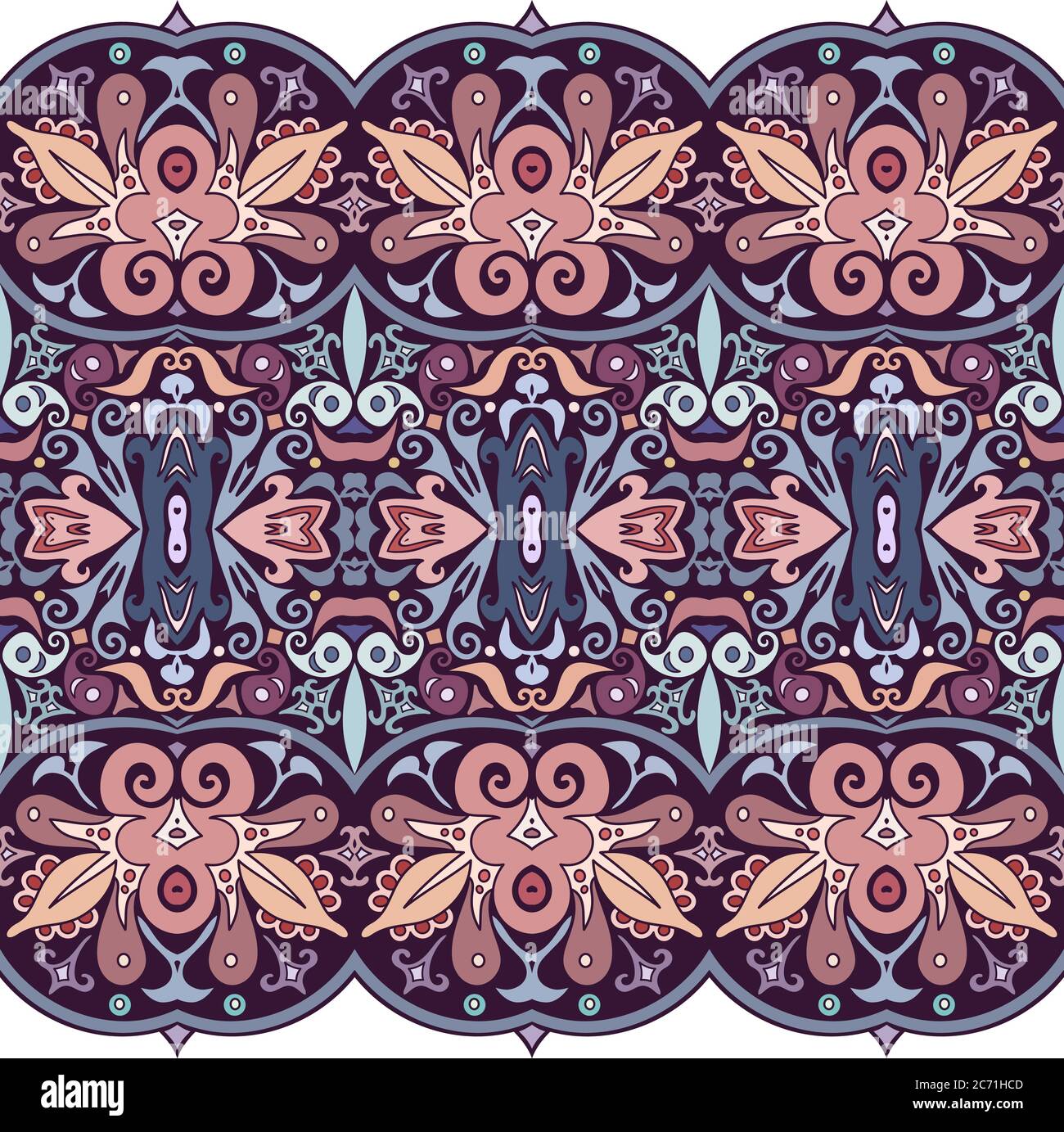 Abstract ethnic nature tile stripe seamless border Stock Vector Image ...