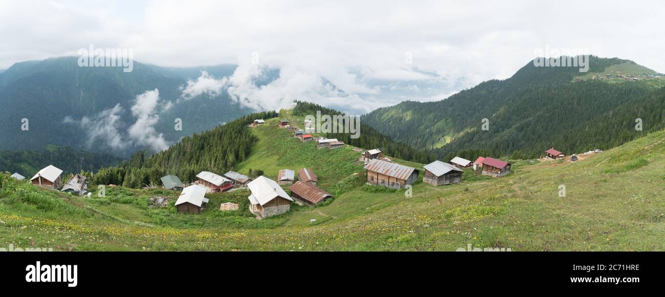 Rize, Turkey - July 2017: Panoramic view of Pokut plateau in blacksea ...