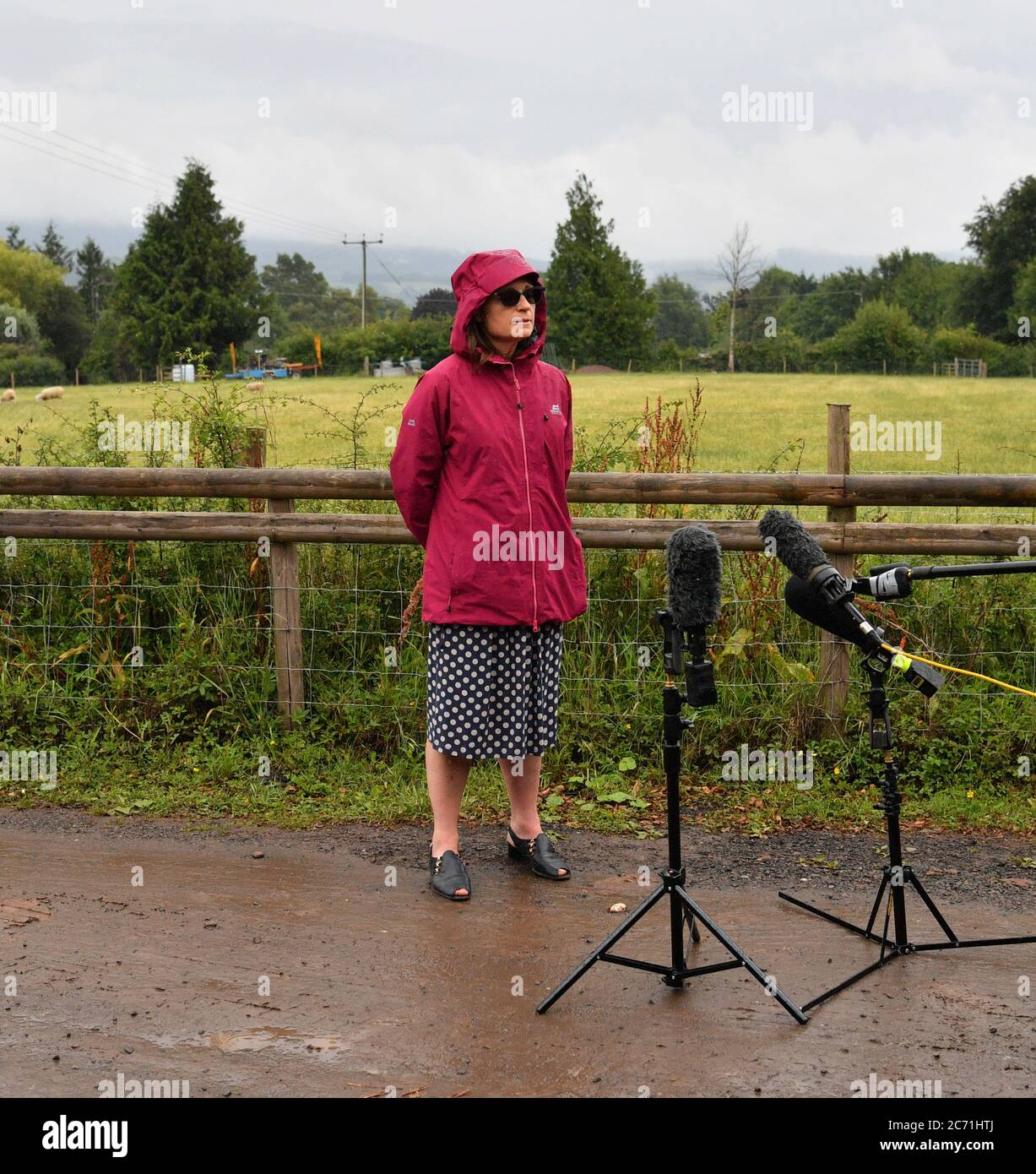 Gives a press statement outside rook row farm in mathon hi-res stock ...