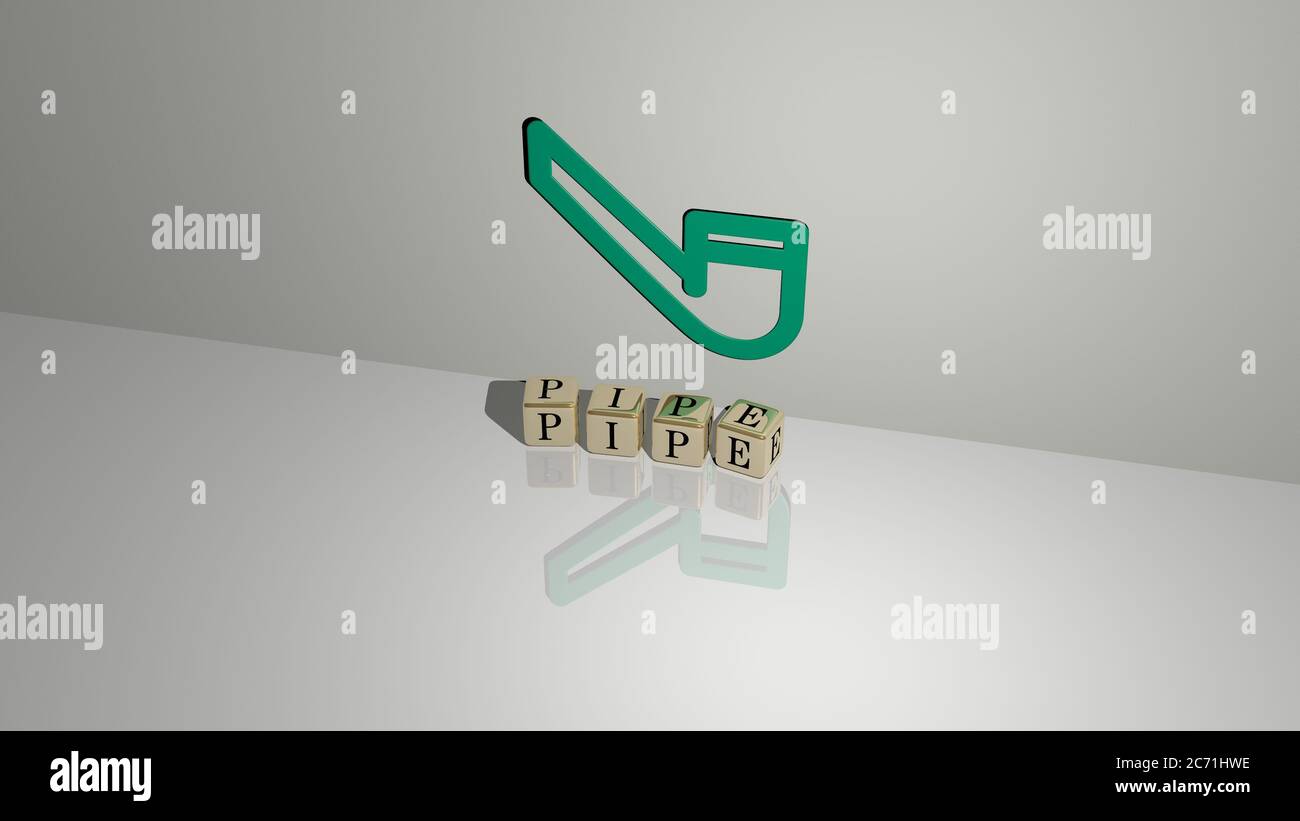 3D representation of pipe with icon on the wall and text arranged by ...