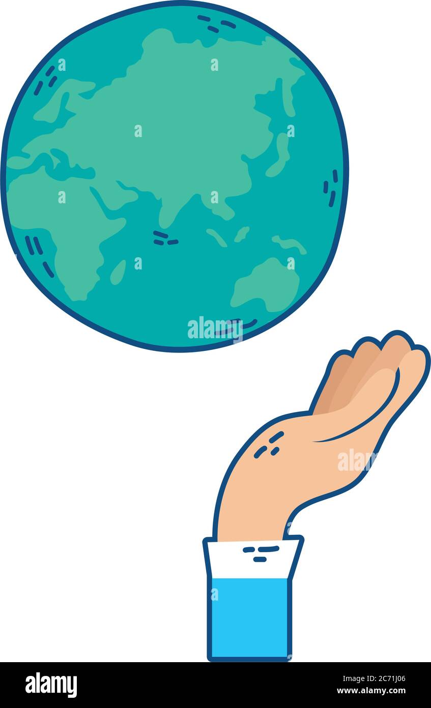 hand lifting world planet earth vector illustration design Stock Vector ...