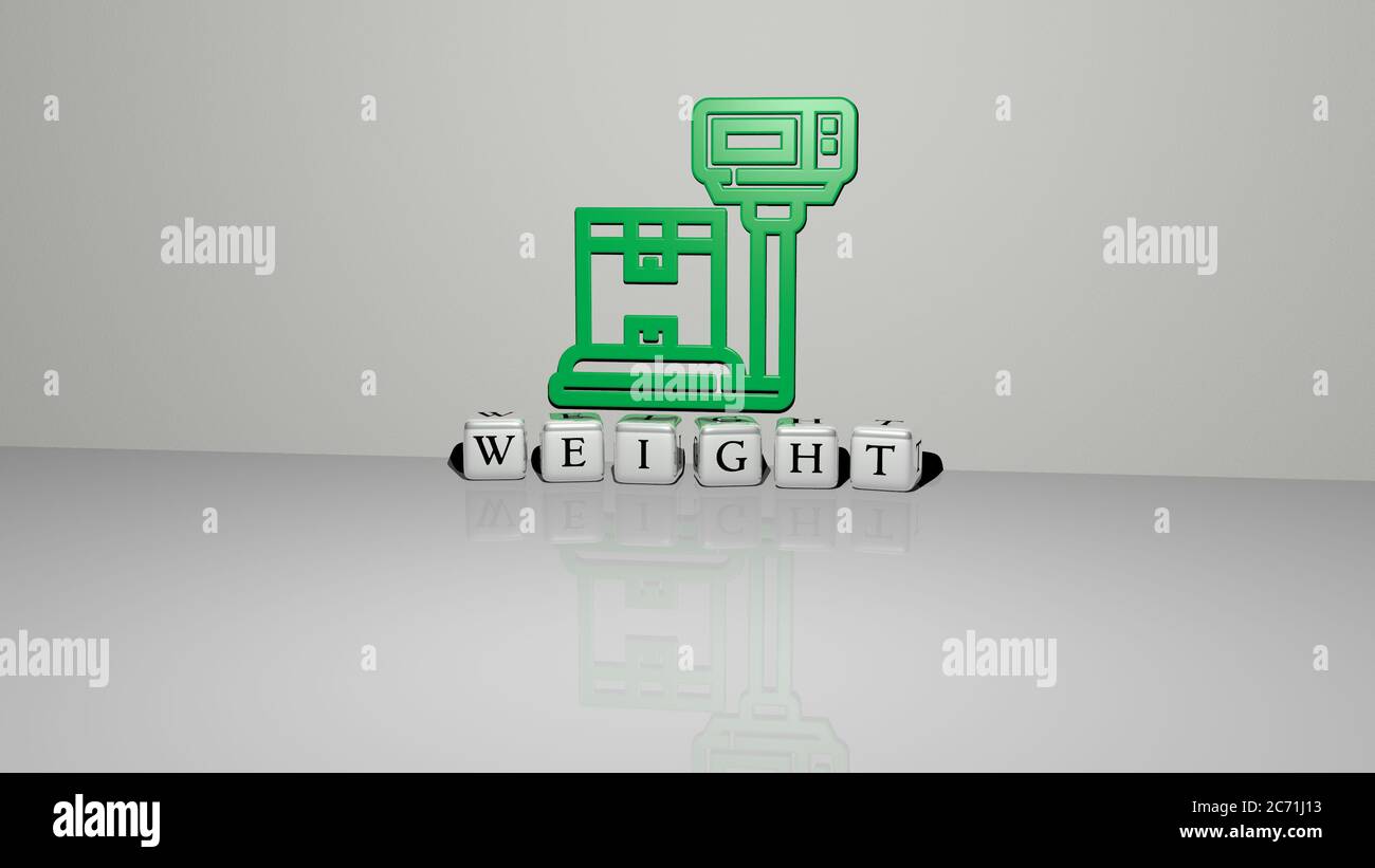 3D representation of weight with icon on the wall and text arranged by ...