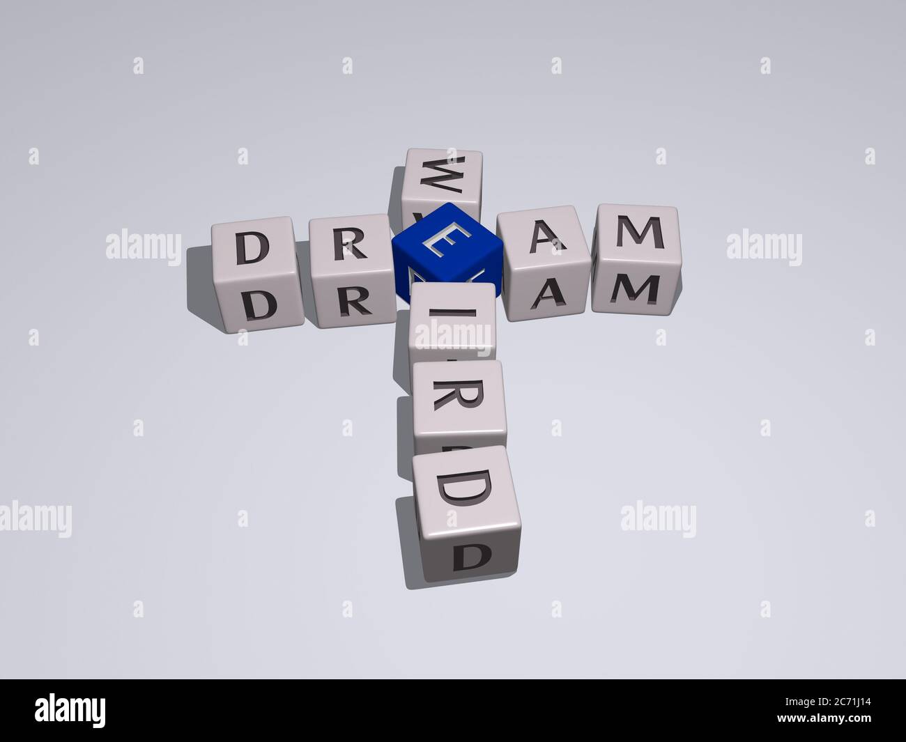 crosswords of weird dream arranged by cubic letters on a mirror floor ...