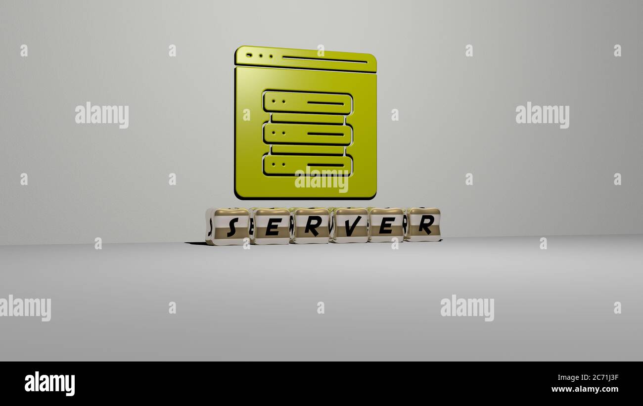3D graphical image of SERVER vertically along with text built by ...