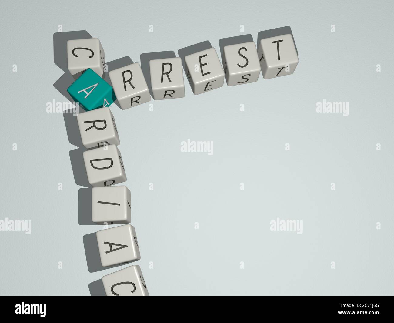 cardiac arrest combined by dice letters and color crossing for the ...