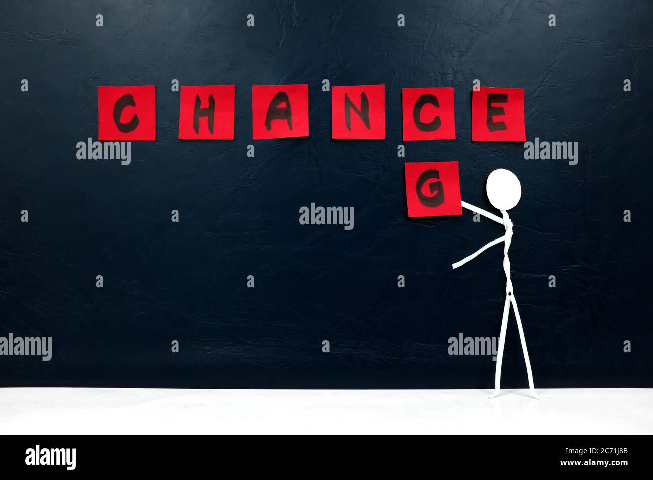 Human stick figure changing the word chance to change. Career growth ...