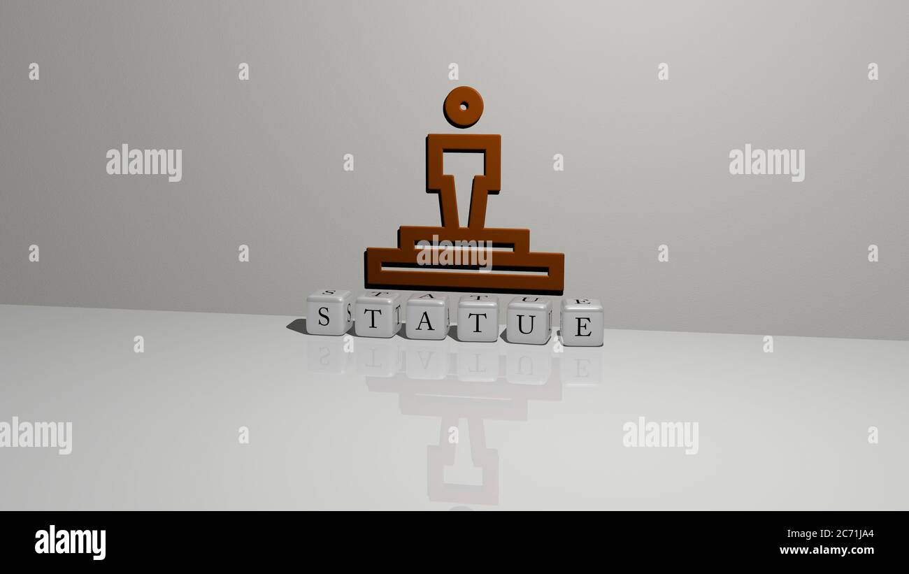 3D graphical image of statue vertically along with text built by ...