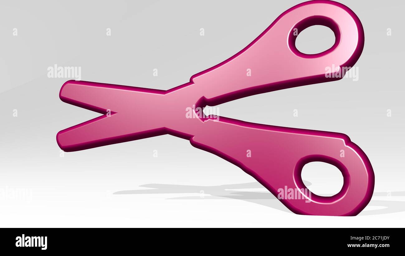 SCISSOR from a perspective with the shadow. A thick sculpture made of ...