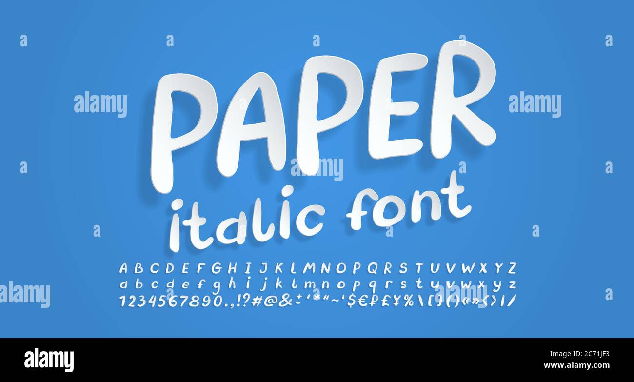 White paper alphabet. Flying 3D vector font, realistic paper cut out ...