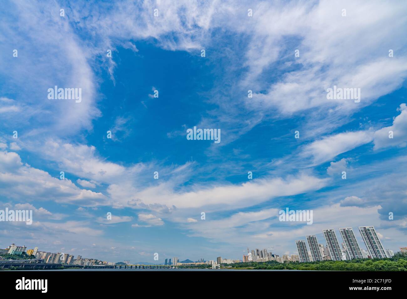 Blue cloudy sky on hanriver in Seoul, South Korea Stock Photo - Alamy