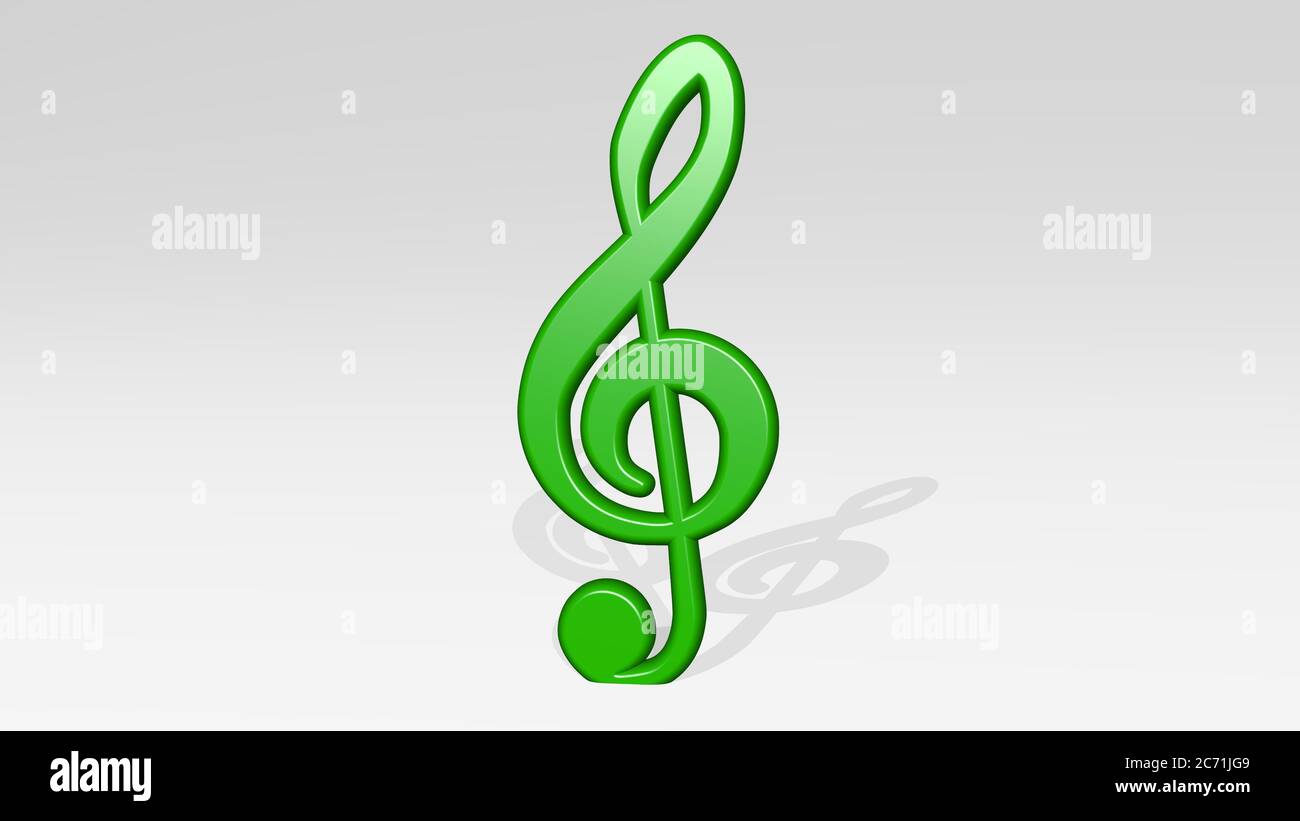 music key from a perspective with the shadow. A thick sculpture made of ...