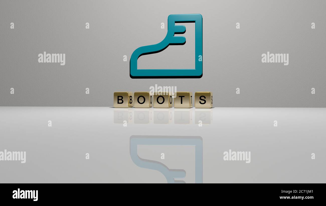 3D graphical image of BOOTS vertically along with text built by ...