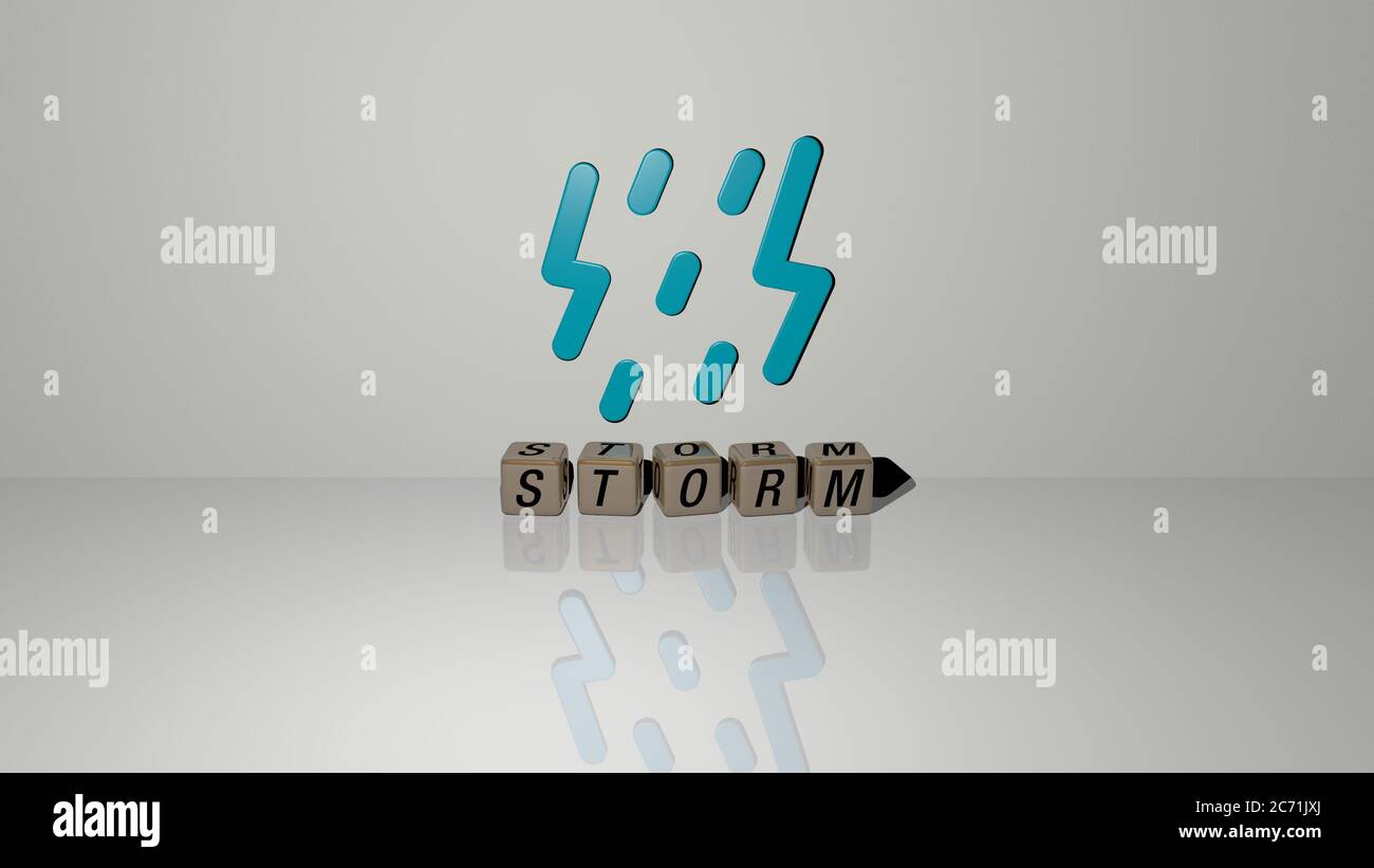 3D graphical image of storm vertically along with text built by ...