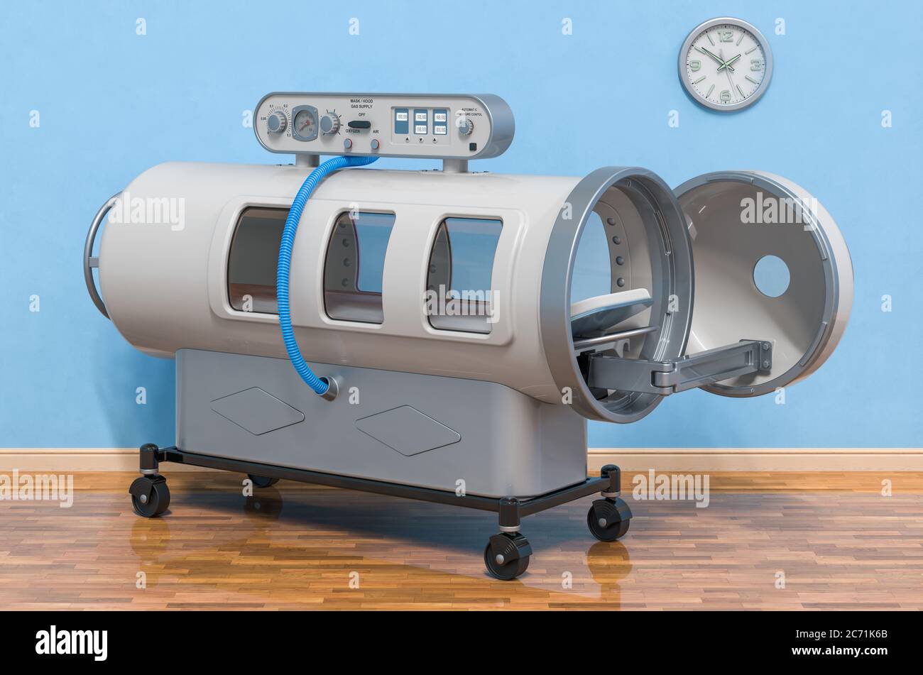 Hyperbaric Chamber in room near wall, 3D rendering Stock Photo - Alamy