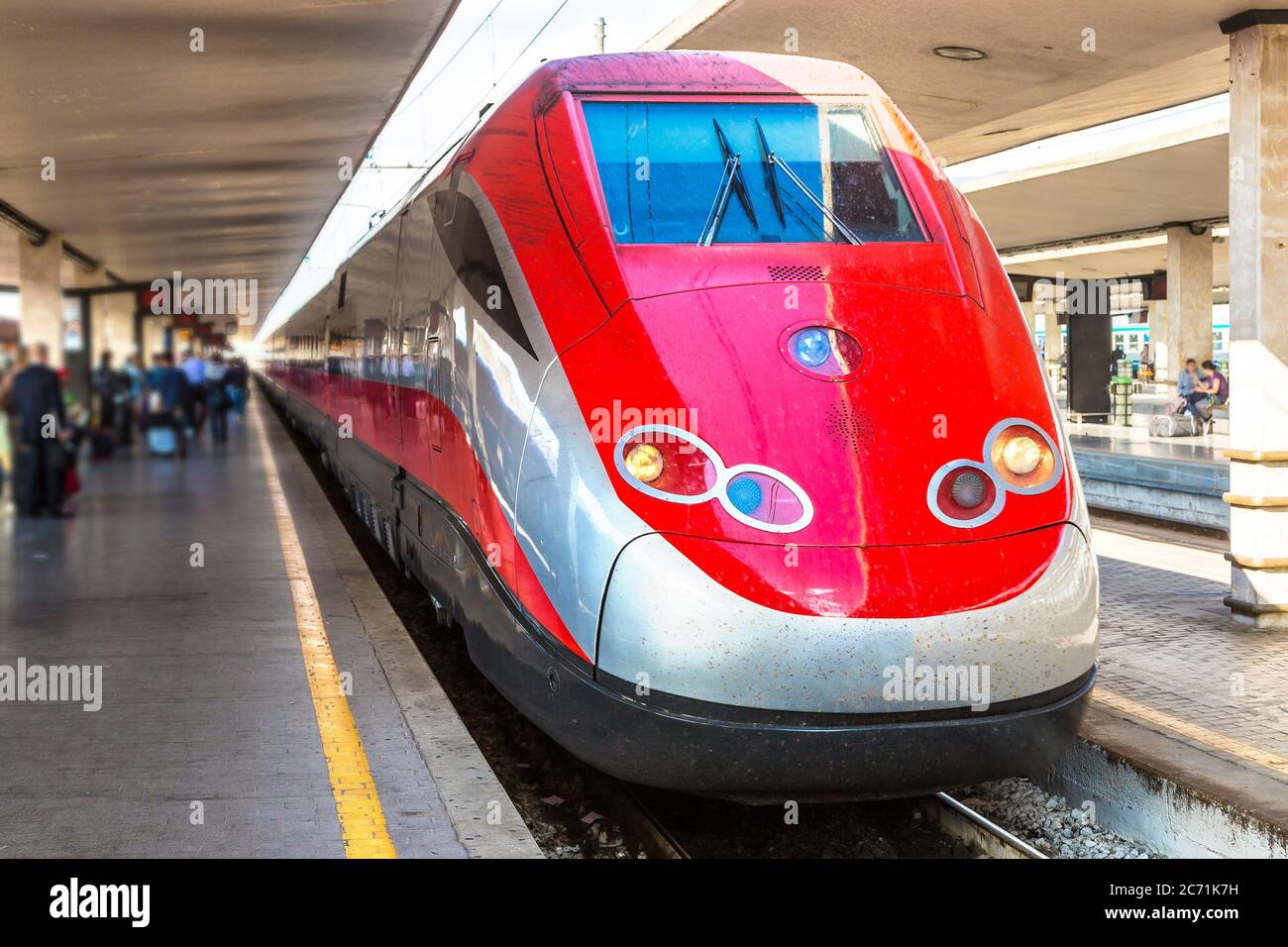 Modern train at a Florence train station Santa Maria Novella in Italy ...