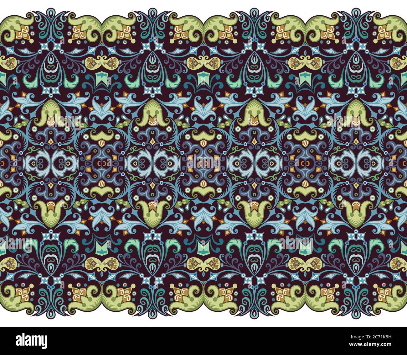 Abstract ethnic nature tile stripe seamless border Stock Vector Image ...