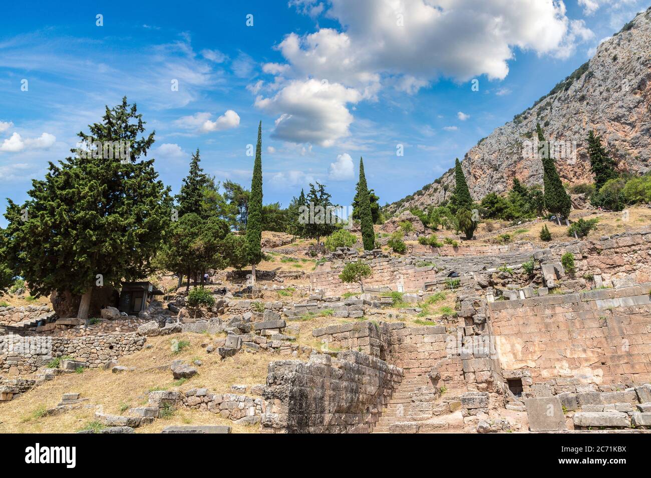 Ancient ruins in Delphi, Greece in a summer day Stock Photo - Alamy