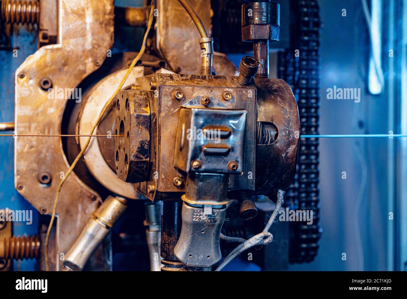 Cable production in process. Cable factory close up Stock Photo - Alamy