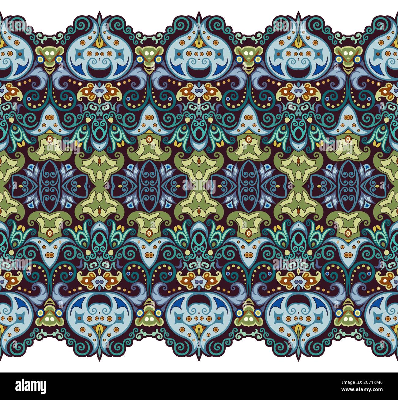 Abstract ethnic nature tile stripe seamless border Stock Vector Image ...