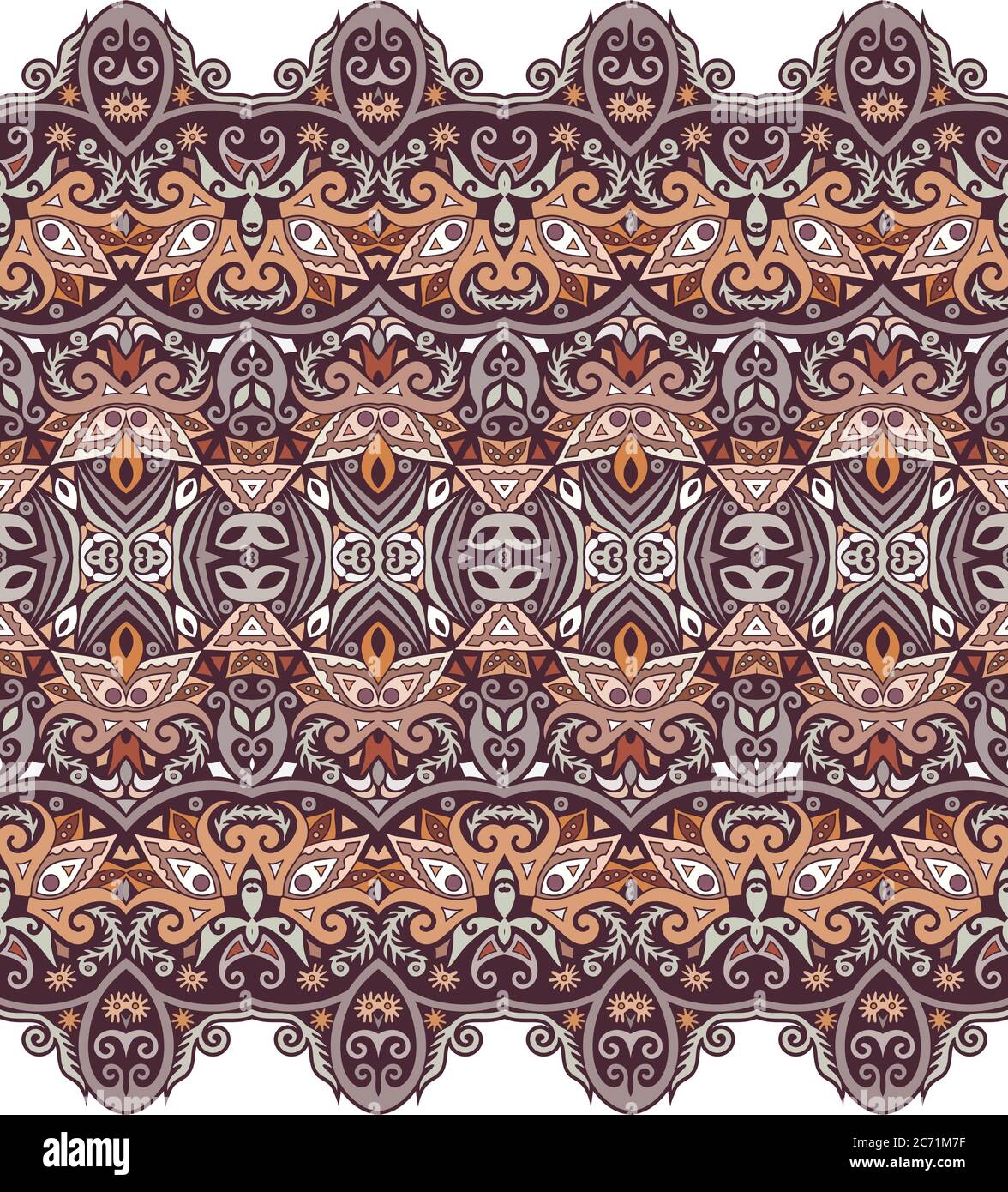 Abstract ethnic nature tile stripe seamless border Stock Vector Image ...