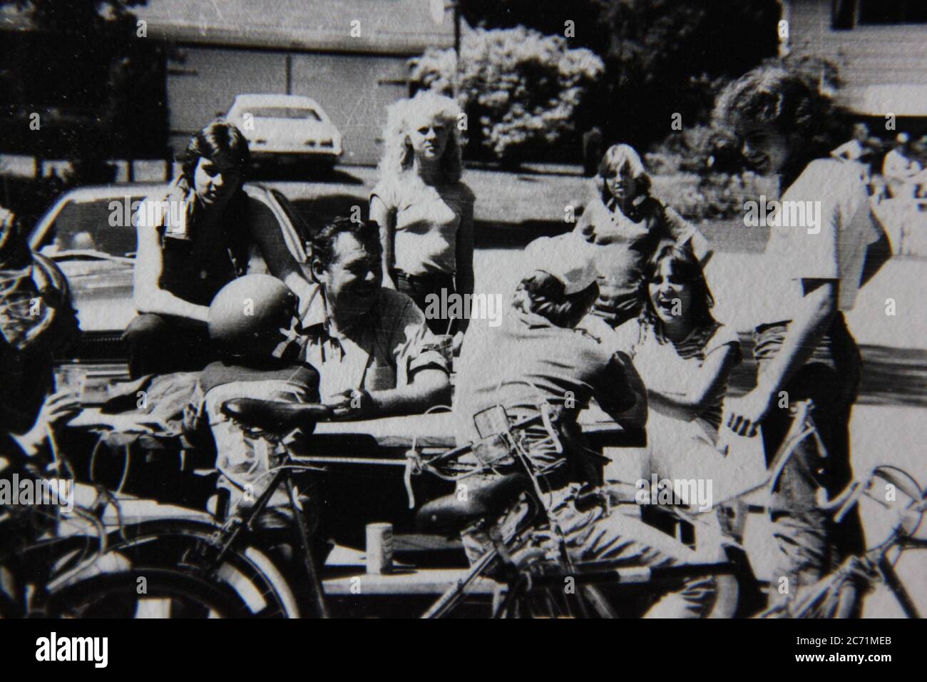 Fine 70s vintage black and white lifestyle photography of a friendly ...