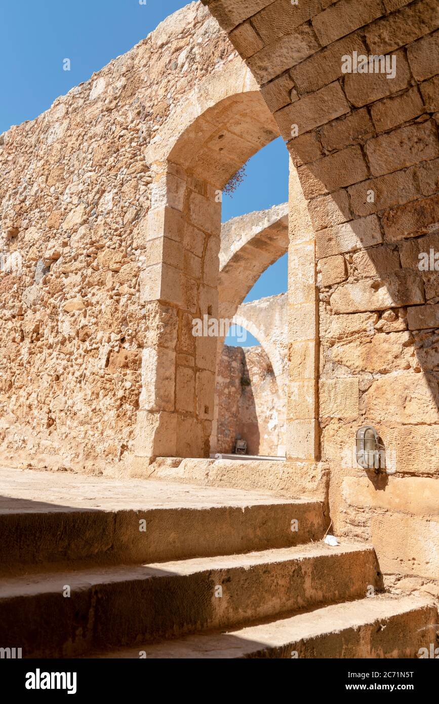 Old Greek stone arches in Crete, Greece Stock Photo - Alamy
