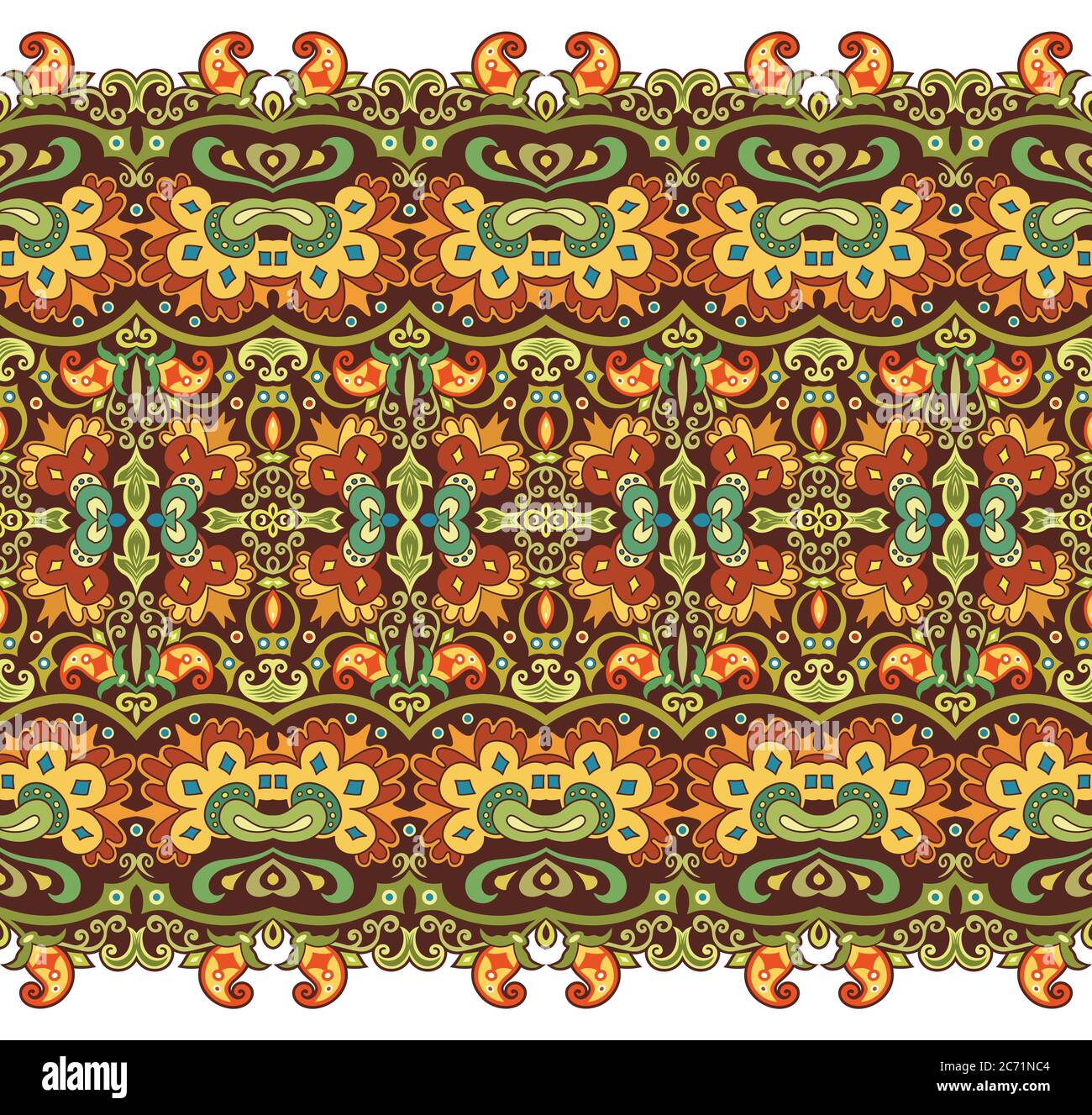 Abstract ethnic nature tile stripe seamless border Stock Vector Image ...